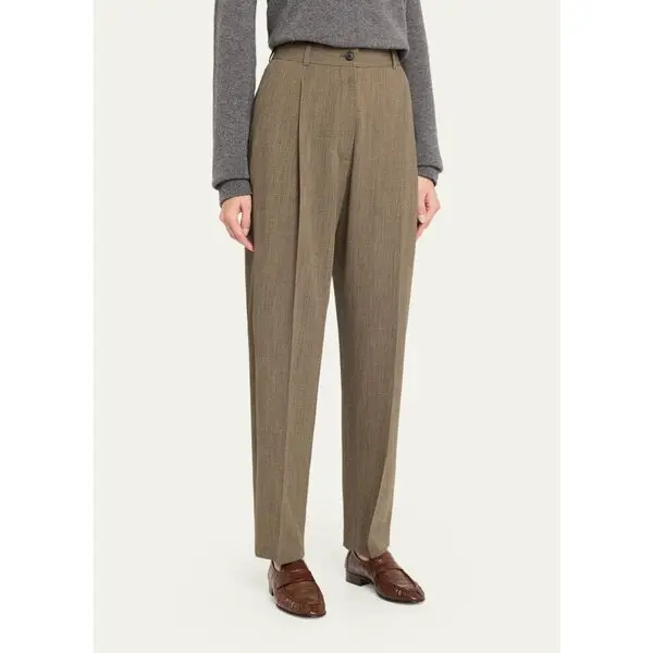 THE ROW Gianni Wool Pleated Tapered-leg Pants