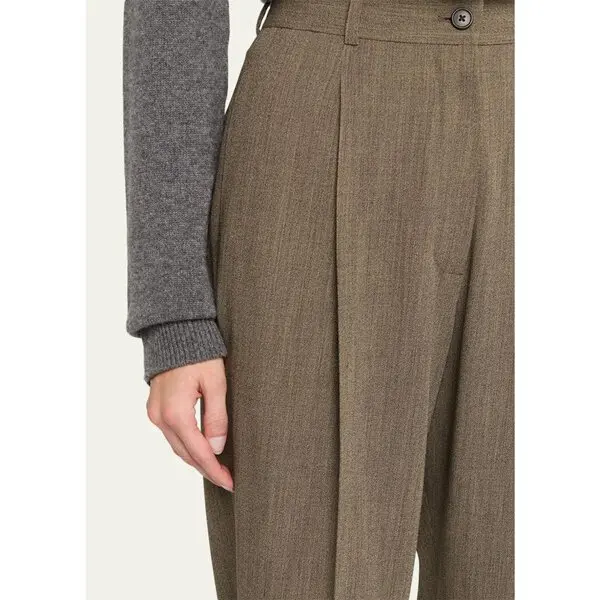 THE ROW Gianni Wool Pleated Tapered-leg Pants