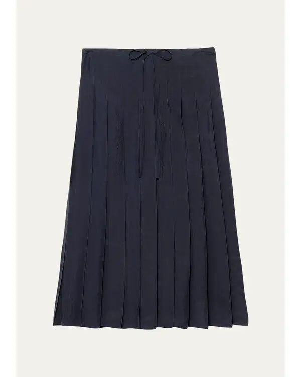 Prada Silk Pleated Midi Skirt - Blue
