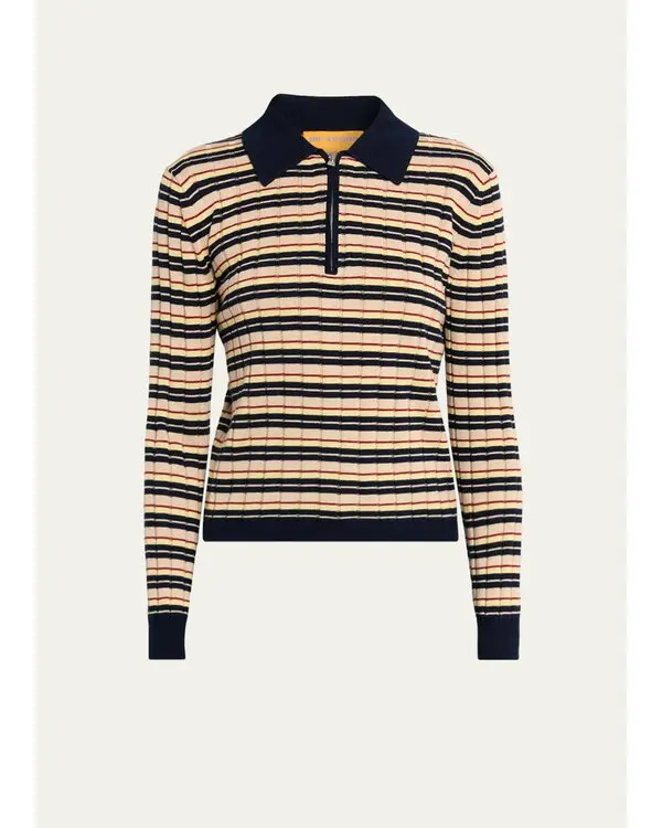 Guest In Residence Striped Track Polo - Midnight Combo