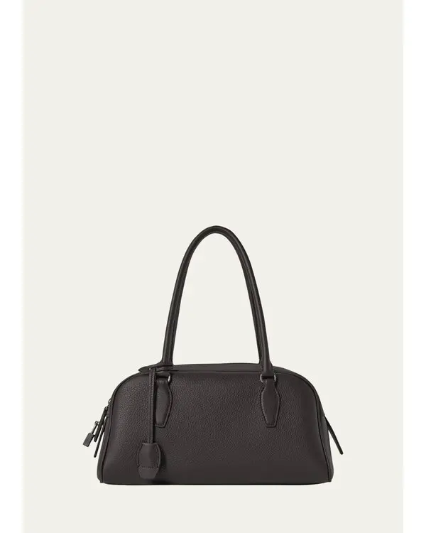 THE ROW India East-west Leather Bowling Shoulder Bag - Walnut Shadow