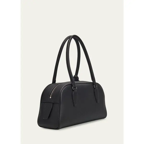 THE ROW India East-west Leather Bowling Shoulder Bag - Walnut Shadow