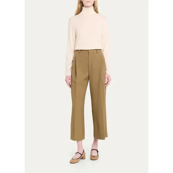 Prada Triangle Logo Wool Mary Jane Ballerina Flats - Cammello