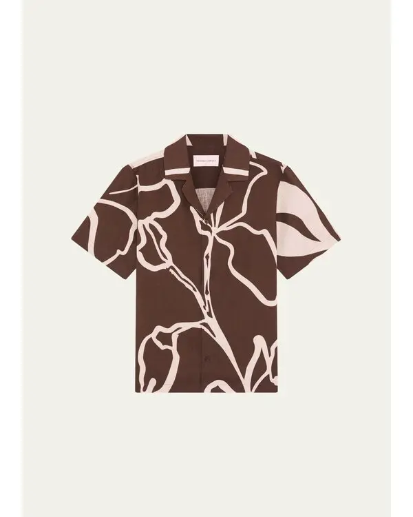 Frescobol Carioca Roberto Floral-print Linen Shirt - Brown