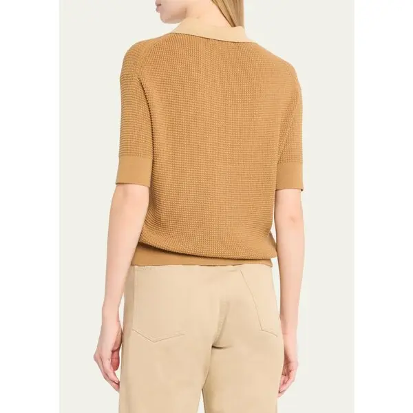 JW Anderson Short-sleeve Textured Knit Polo Sweater - Butterscotch