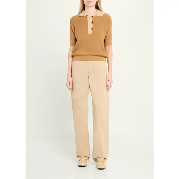 JW Anderson Short-sleeve Textured Knit Polo Sweater - Butterscotch
