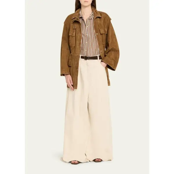 Brunello Cucinelli Gart Dyed Twill Maxi Wide-leg Jeans