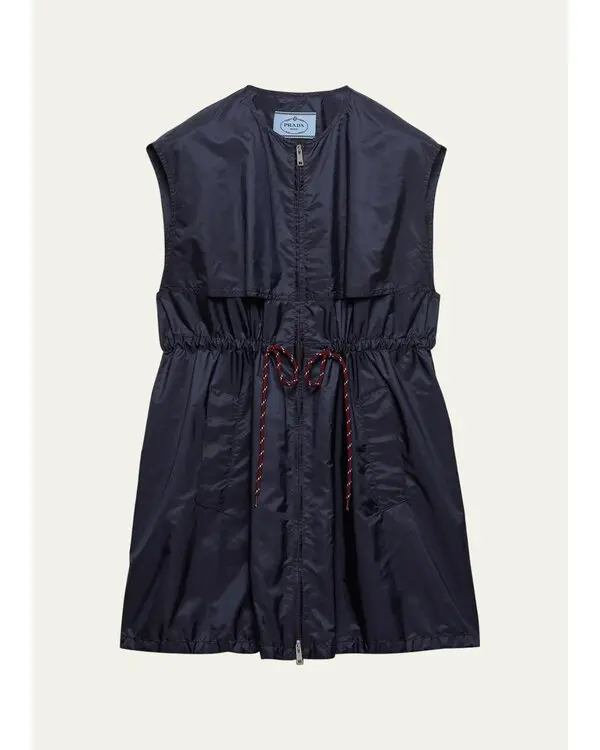 Prada Re-nylon Sleeveless Drawstring Mini Dress - Blue Jay