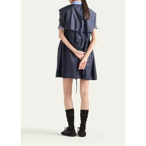 Prada Re-nylon Sleeveless Drawstring Mini Dress - Blue Jay