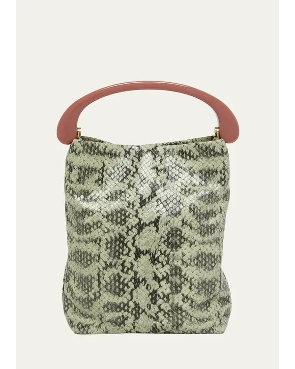 Dries Van Noten Snakeskin-embossed Top-handle Bag - Mint