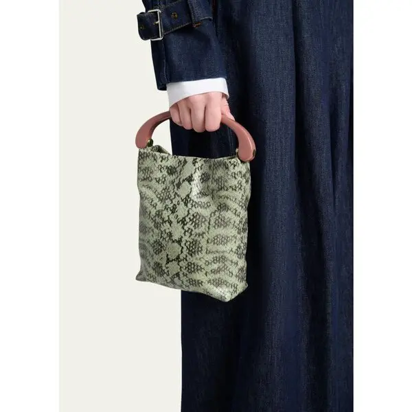 Dries Van Noten Snakeskin-embossed Top-handle Bag - Mint