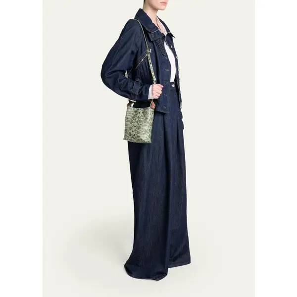 Dries Van Noten Snakeskin-embossed Top-handle Bag - Mint