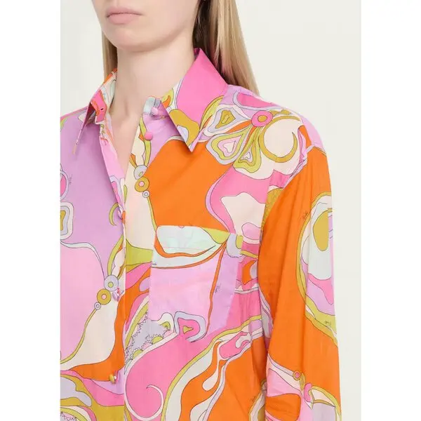 Emilio Pucci Orchidee Cotton Muslin Button-down Shirt