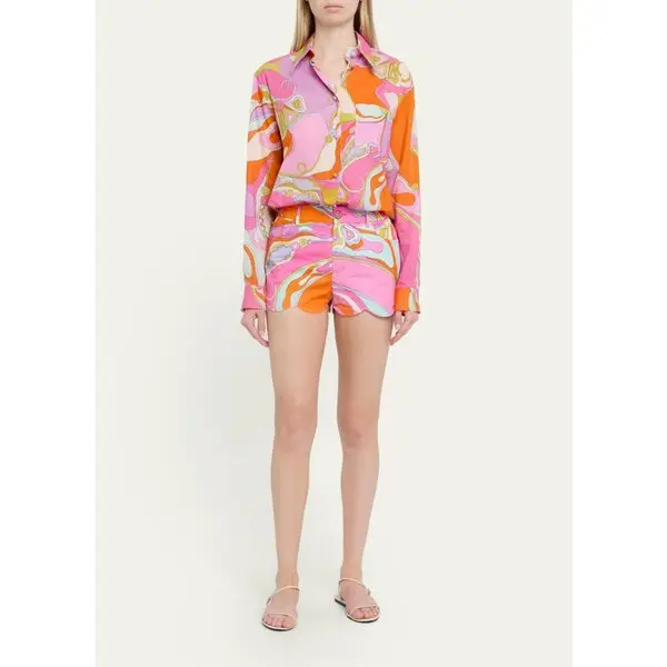 Emilio Pucci Orchidee Cotton Muslin Button-down Shirt