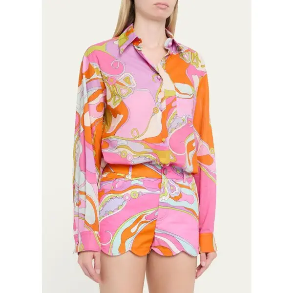 Emilio Pucci Orchidee Cotton Muslin Button-down Shirt
