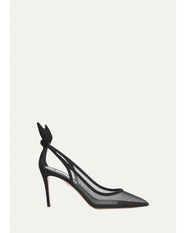 AQUAZZURA 85mm Bow Tie Mesh Pumps