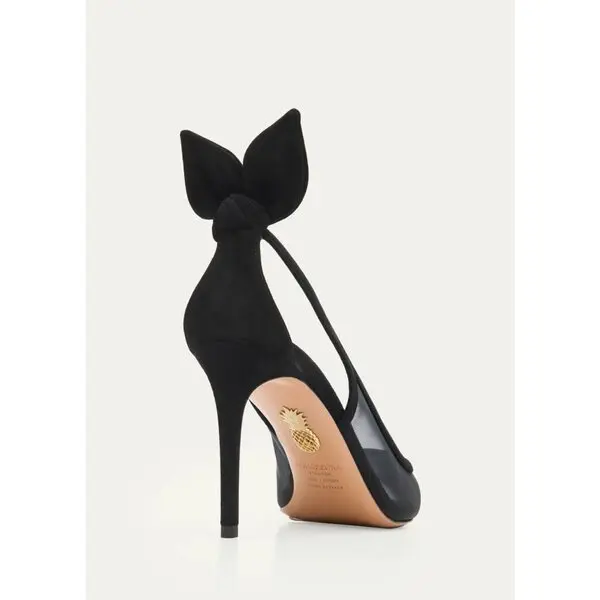 AQUAZZURA 85mm Bow Tie Mesh Pumps