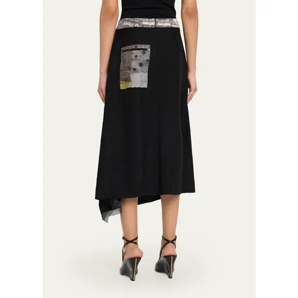 JASON WU Collage Print Deconstructed Midi Wrap Skirt