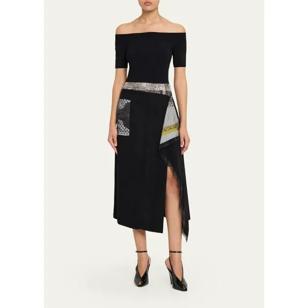 JASON WU Collage Print Deconstructed Midi Wrap Skirt