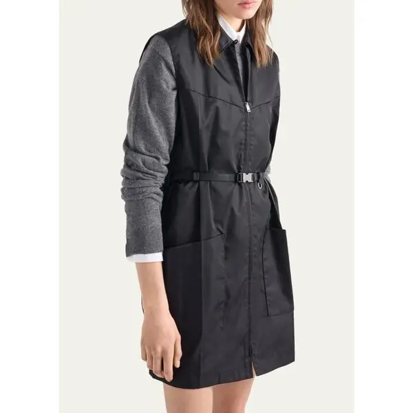 Prada Re-nylon Belted Mini Shirtdress