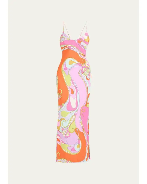 Emilio Pucci Orchidee Silk Crepe De Chine Maxi Dress