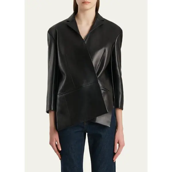 Khaite Palto Asymmetric Leather Jacket