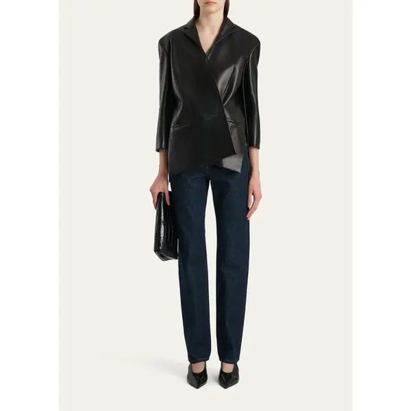 Khaite Palto Asymmetric Leather Jacket