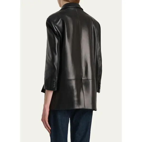 Khaite Palto Asymmetric Leather Jacket