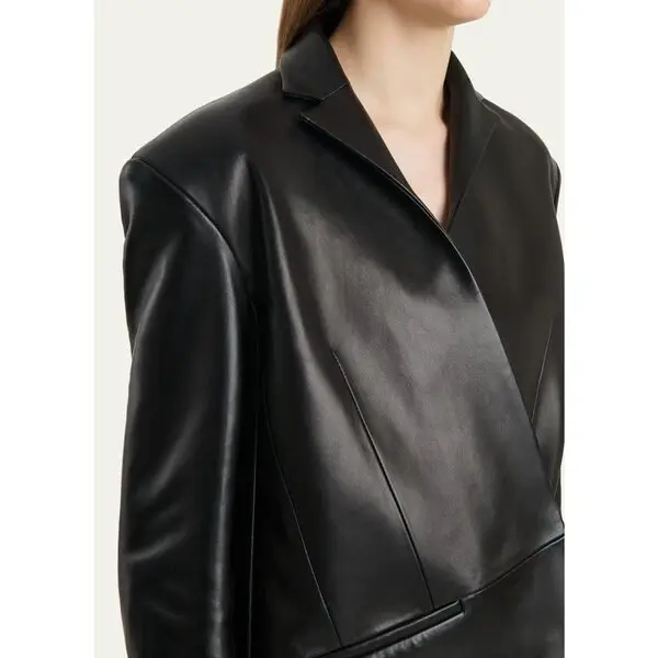 Khaite Palto Asymmetric Leather Jacket