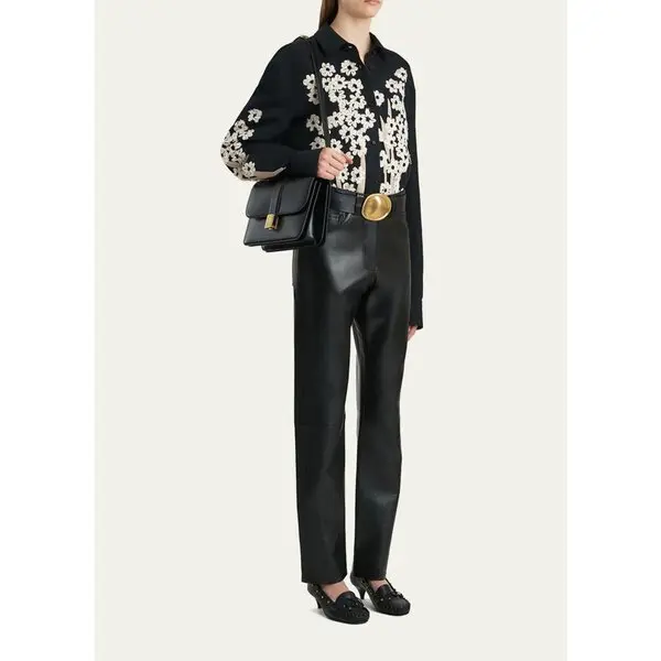 Khaite Argo Button-down Foral Applique Top