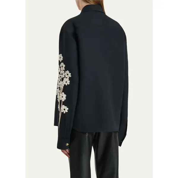 Khaite Argo Button-down Foral Applique Top