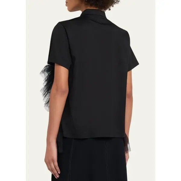 Noir Kei Ninomiya Tiered Tulle Polo Shirt