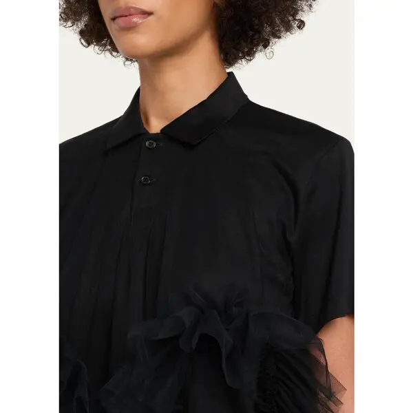 Noir Kei Ninomiya Tiered Tulle Polo Shirt