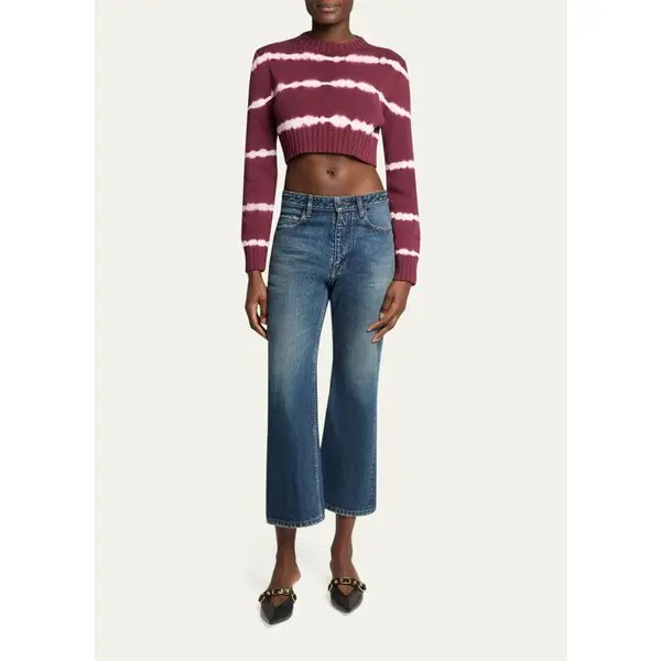 Balenciaga Bleach Striped Crop Crewneck Sweater
