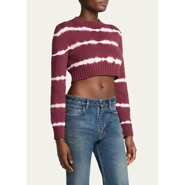 Balenciaga Bleach Striped Crop Crewneck Sweater