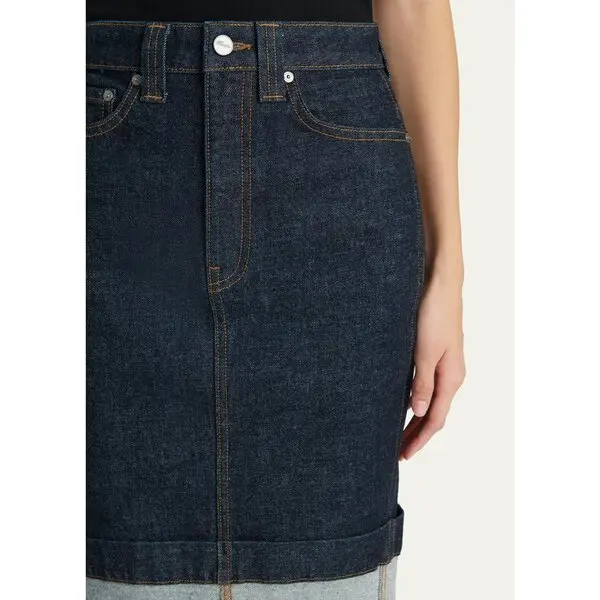 Khaite Kendra Cuffed Denim Skirt