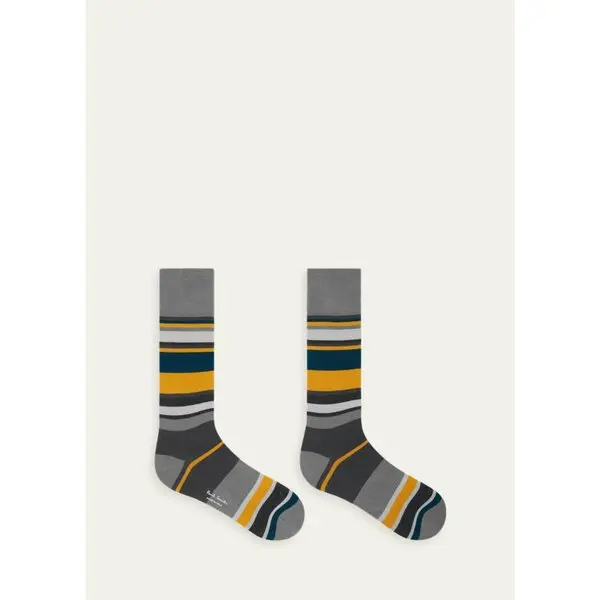 Paul Smith Ozzy Multi-stripe Crew Socks - Grey