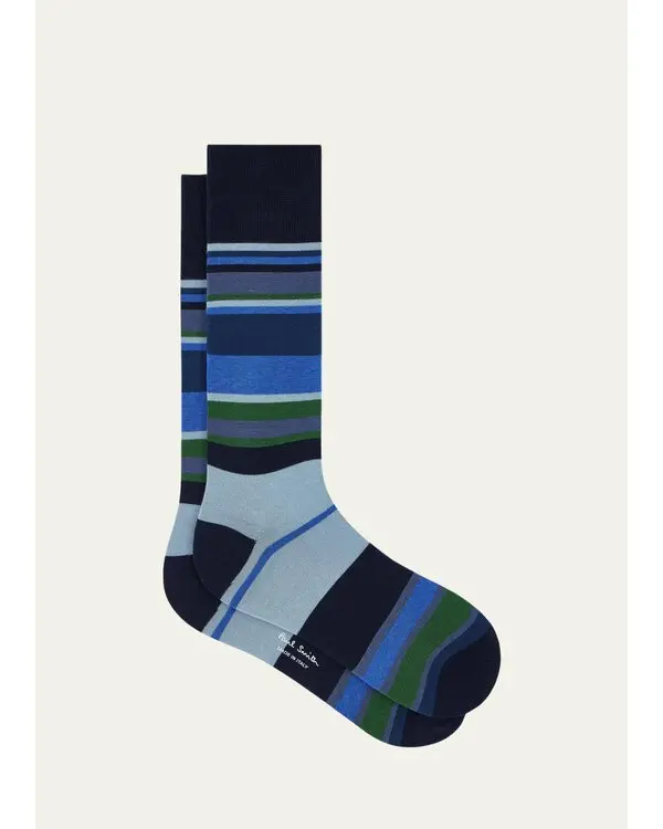 Paul Smith Ozzy Multi-stripe Crew Socks - Navy