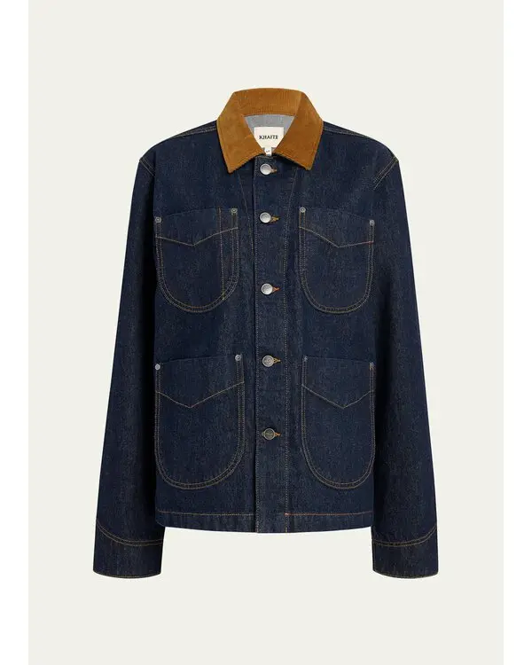 Khaite Wyatt Corduroy-collar Denim Jacket