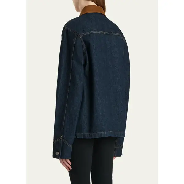 Khaite Wyatt Corduroy-collar Denim Jacket