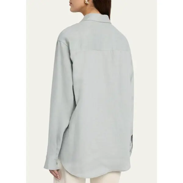 GOD'S TRUE CASHMERE Solid Linen Button-front Shirt