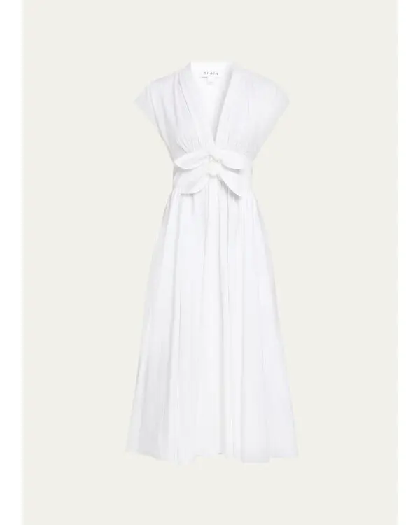 Alaïa Belted Cotton Poplin Midi Dress