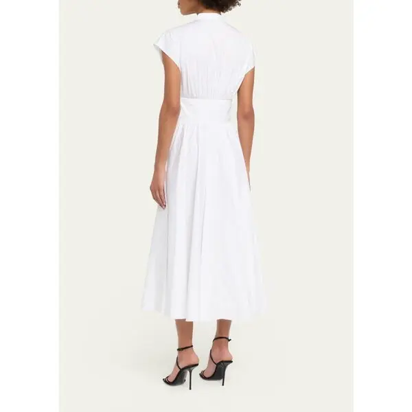 Alaïa Belted Cotton Poplin Midi Dress