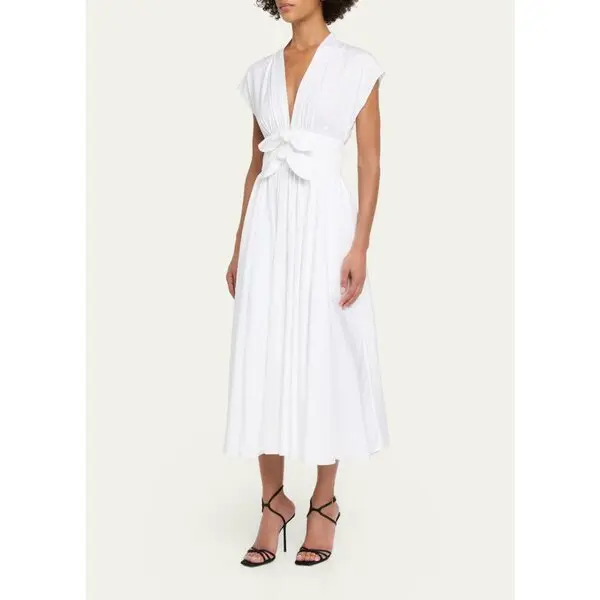 Alaïa Belted Cotton Poplin Midi Dress