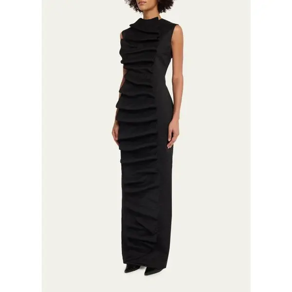 A.W.A.K.E. Mode Ruffled Bib Maxi Dress