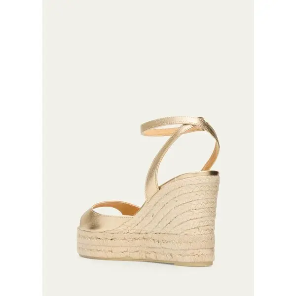 AGS X CASTANER 110mm Brook Metallic Leather Platform Espadrille Sandals