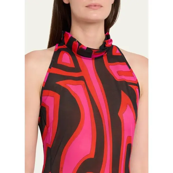 Emilio Pucci Mock-neck Labirinto-print Mesh Maxi Dress