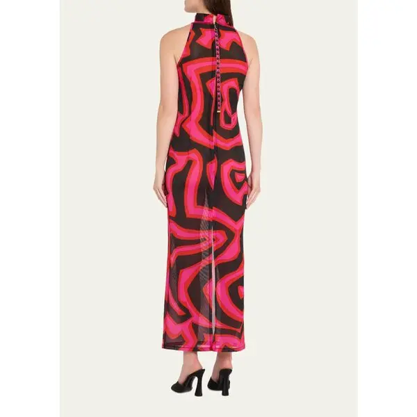 Emilio Pucci Mock-neck Labirinto-print Mesh Maxi Dress