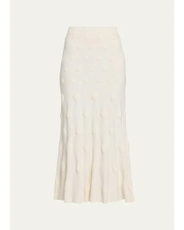 Lela Rose Pucker Dot Knit Midi Skirt