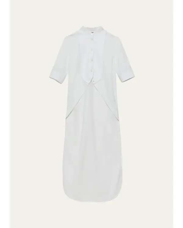 JW Anderson Short-sleeve Bib High-low Button-down Shirt - White